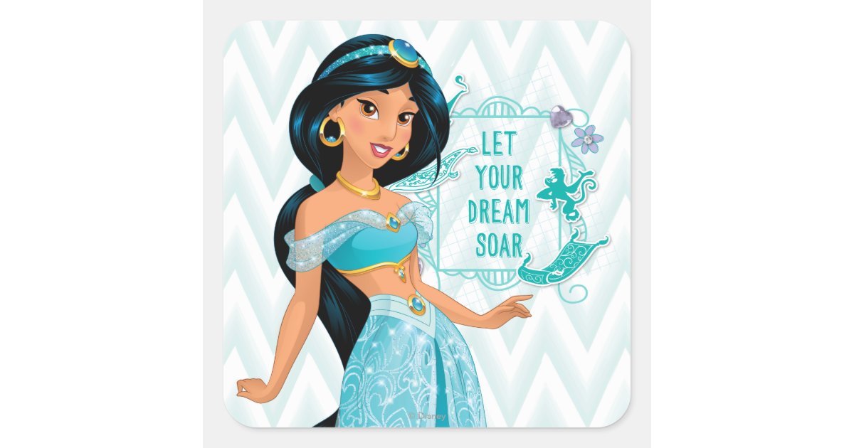 Princess Jasmine Square Sticker | Zazzle