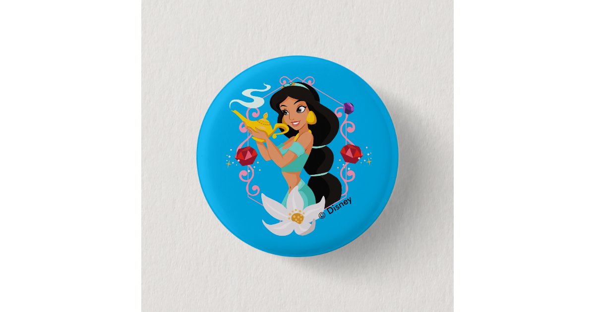 Princess Jasmine With Magic Lamp Button | Zazzle