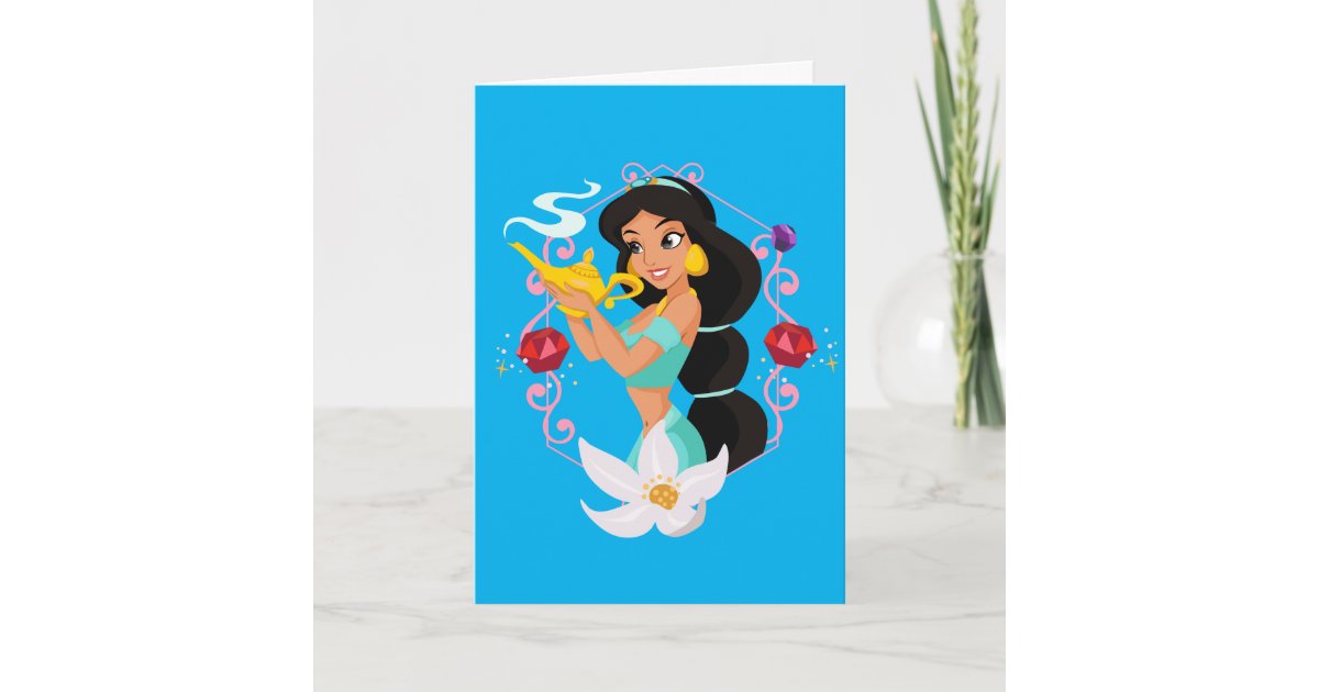 Princess Jasmine With Magic Lamp Card | Zazzle