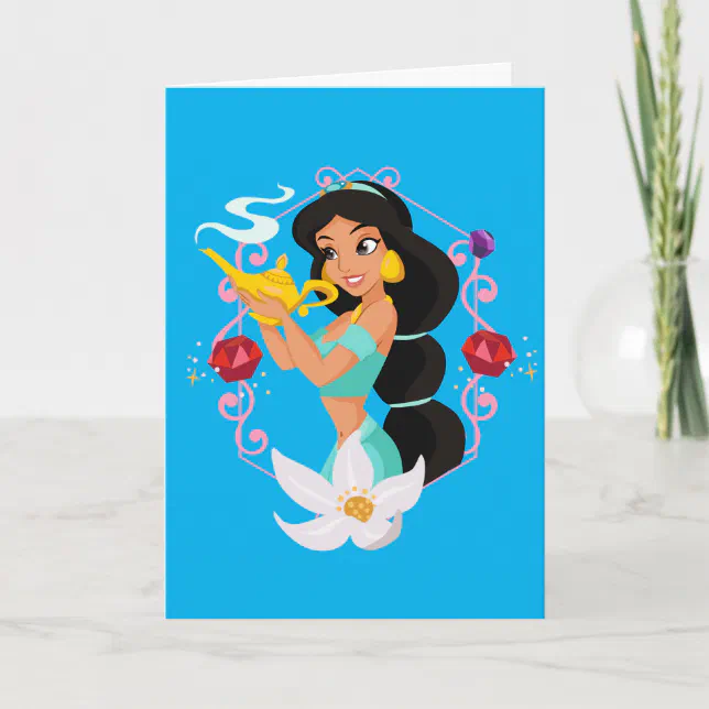 Princess Jasmine With Magic Lamp Card | Zazzle