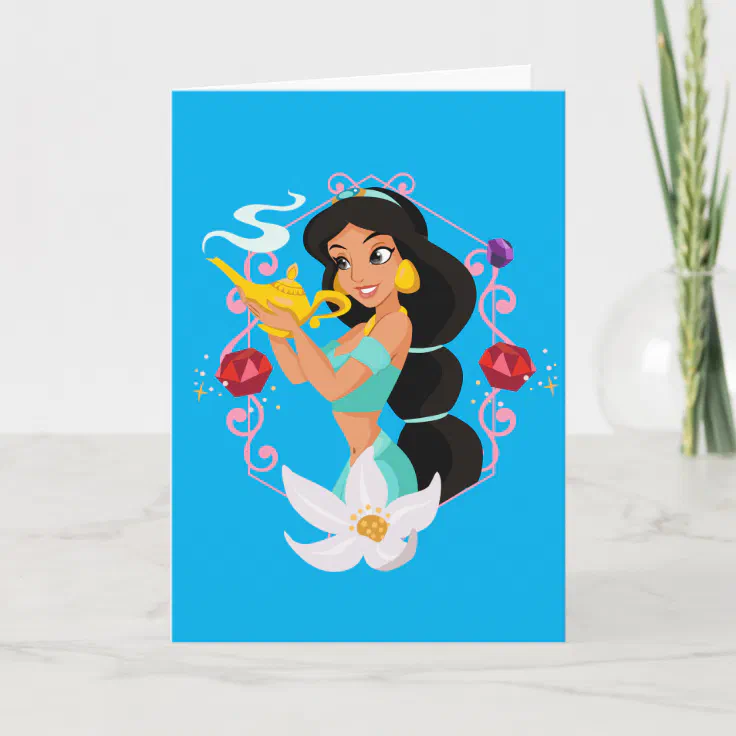 Princess Jasmine With Magic Lamp Card | Zazzle