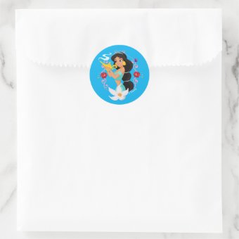 Princess Jasmine With Magic Lamp Classic Round Sticker | Zazzle