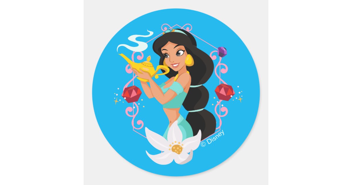 Princess Jasmine With Magic Lamp Classic Round Sticker | Zazzle