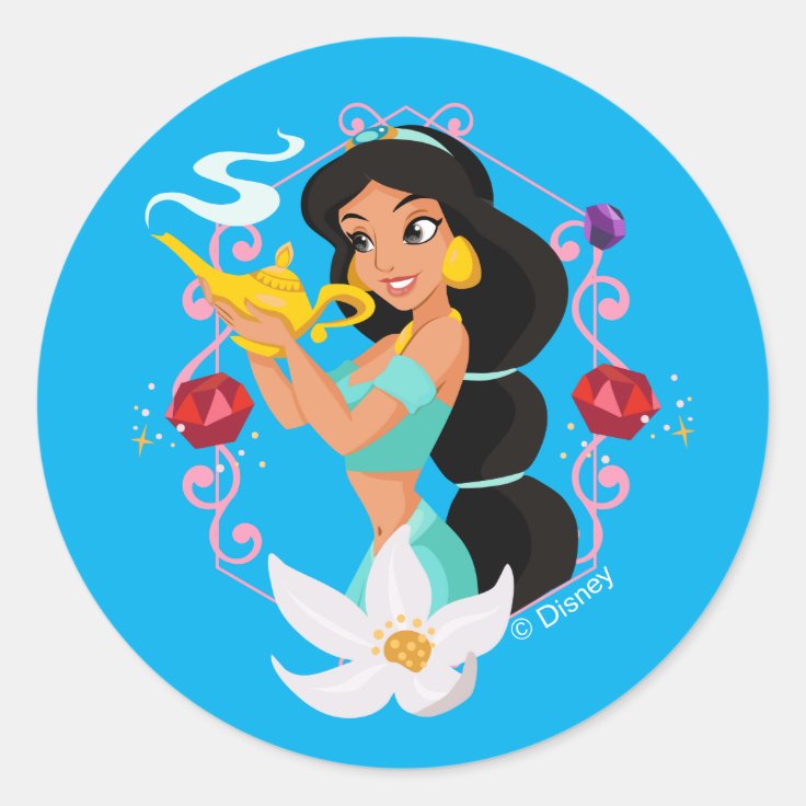 Princess Jasmine With Magic Lamp Classic Round Sticker | Zazzle