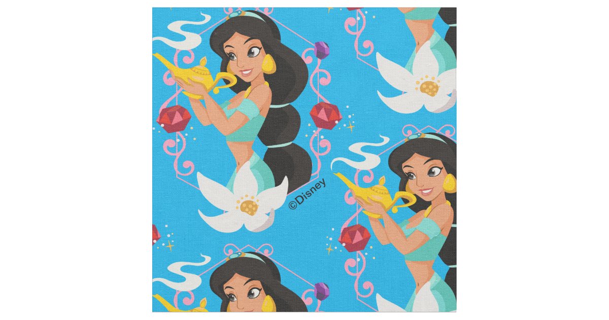 Princess Jasmine With Magic Lamp Fabric | Zazzle