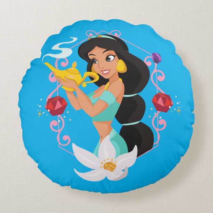 Princess Jasmine With Magic Lamp Round Pillow | Zazzle.com