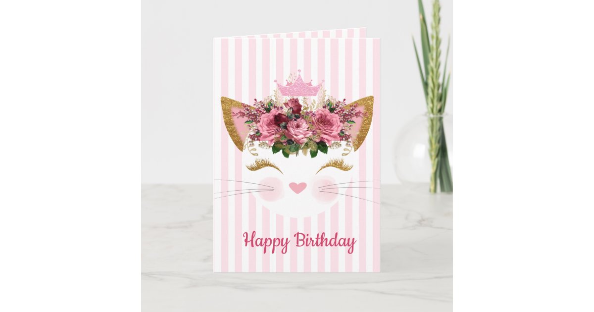 Princess Kitty Birthday Card | Zazzle