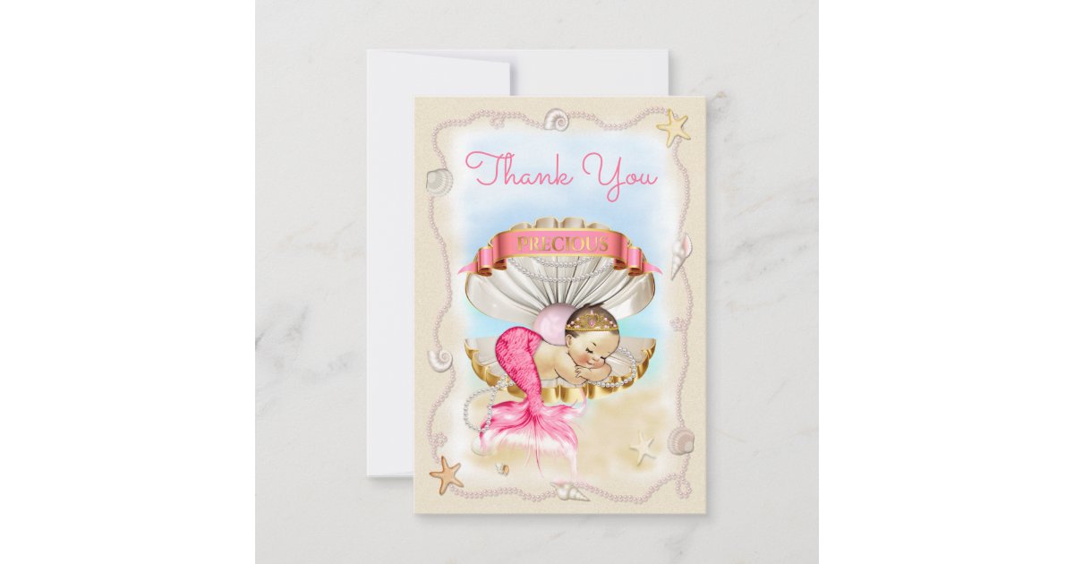 Princess Mermaid Clam Shell Thank You | Zazzle