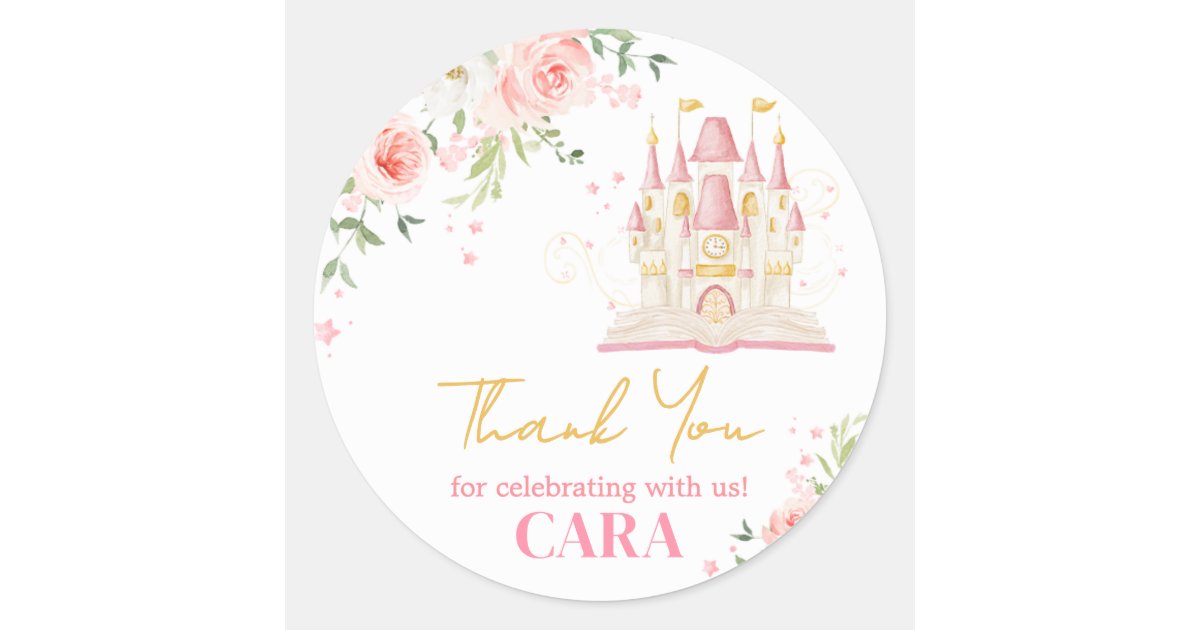 Princess Once Upon a Time Birthday Party Classic Round Sticker | Zazzle