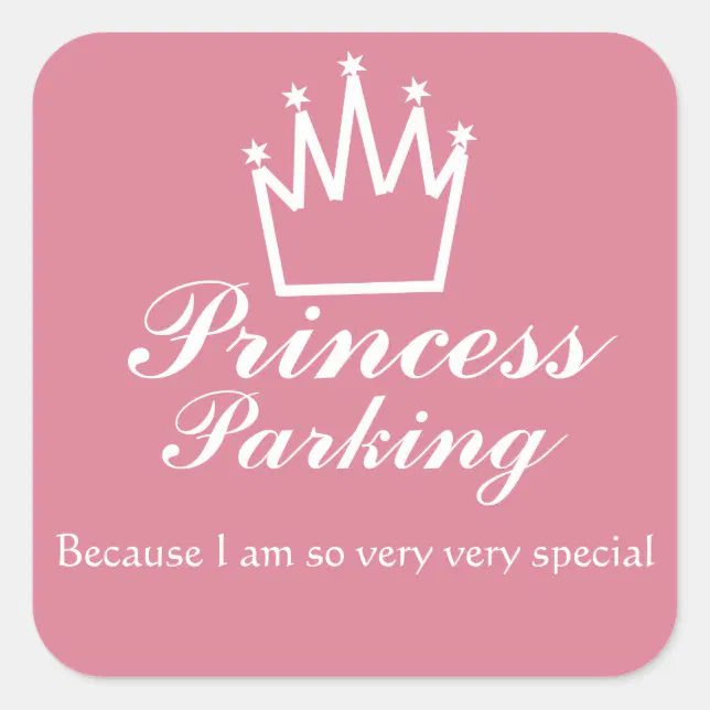 Princess parking square sticker | Zazzle