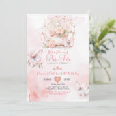 Princess ParTea Pink Butterfly 8th Birthday Floral Invitation | Zazzle
