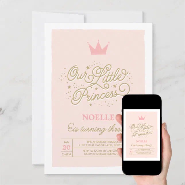 Princess Party 3rd Birthday | Birthday Invitation | Zazzle