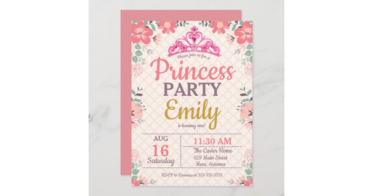 Princess Party For One Year Old Invitation | Zazzle