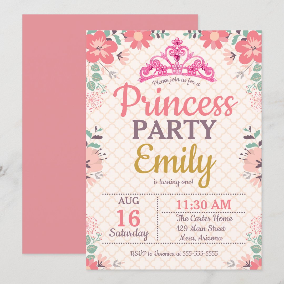 Princess Party For One Year Old Invitation | Zazzle