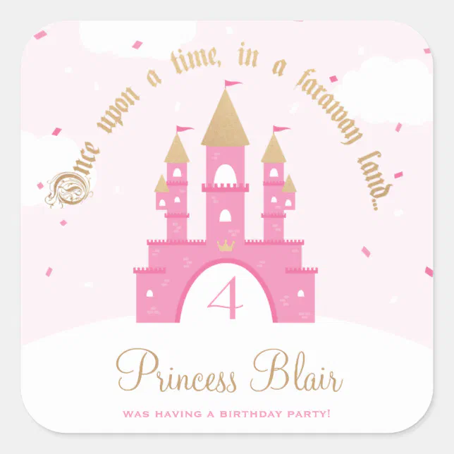 Princess Party Square Sticker | Zazzle