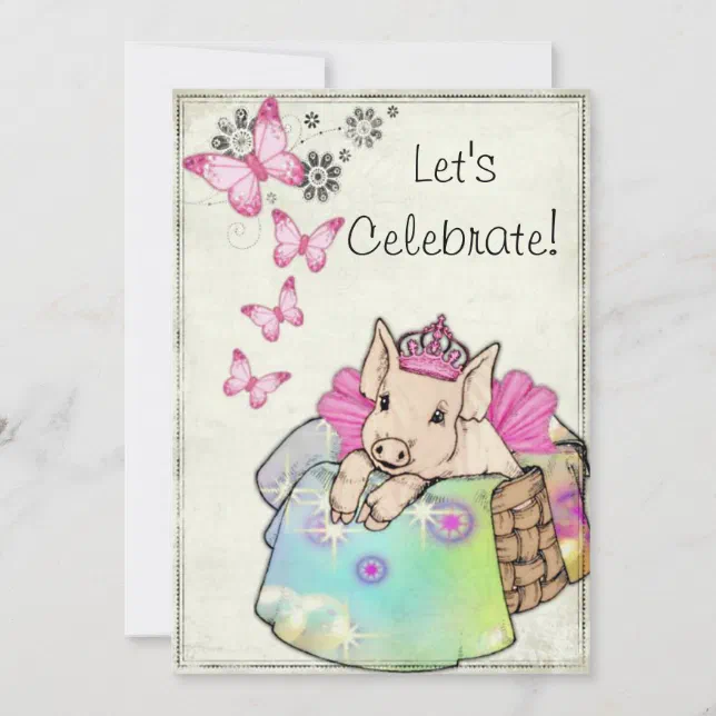 Princess Piggy in a Blanket Invitation | Zazzle