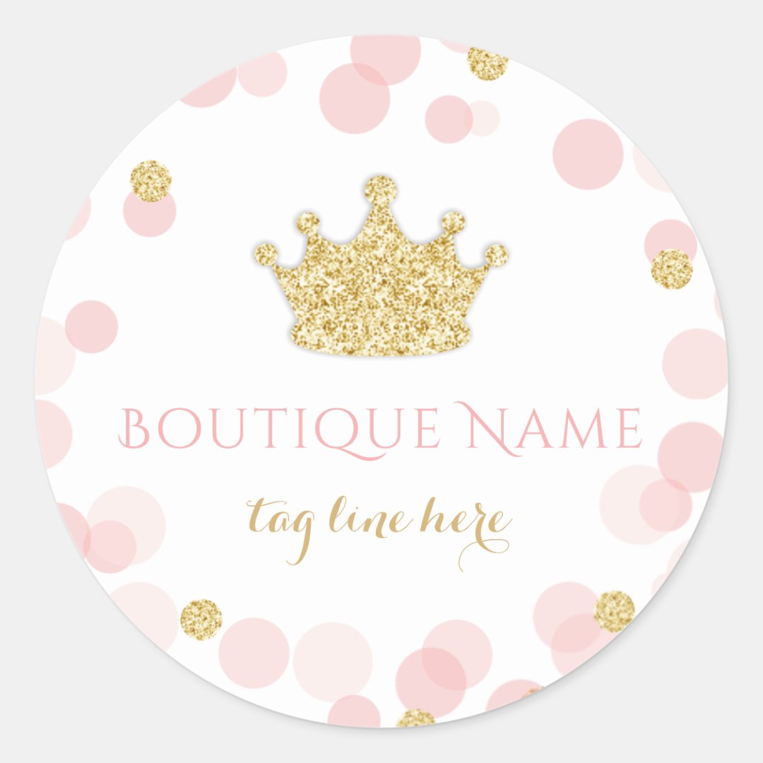 Princess Pink & Gold Glitter Dots Classic Round Sticker | Zazzle