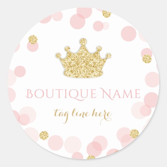 Princess Pink & Gold Glitter Dots Classic Round Sticker | Zazzle.com