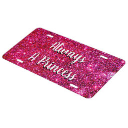 Princess Pink Sparkly Sparkle Girly Glittery Car License Plate | Zazzle