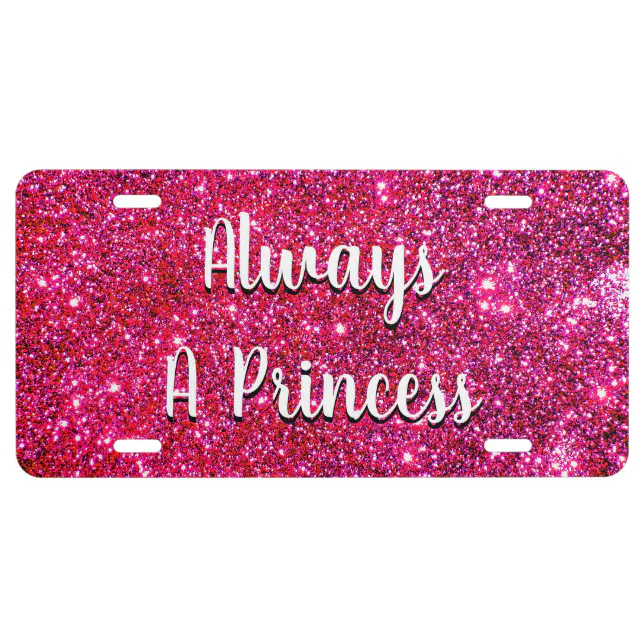 Princess Pink Sparkly Sparkle Girly Glittery Car License Plate | Zazzle