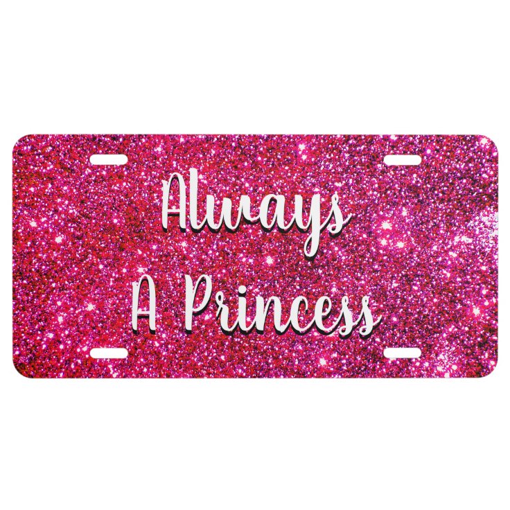 Princess Pink Sparkly Sparkle Girly Glittery Car License Plate | Zazzle