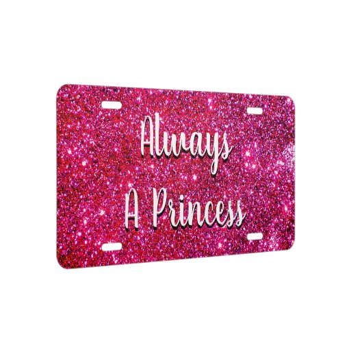 Princess Pink Sparkly Sparkle Girly Glittery Car License Plate | Zazzle