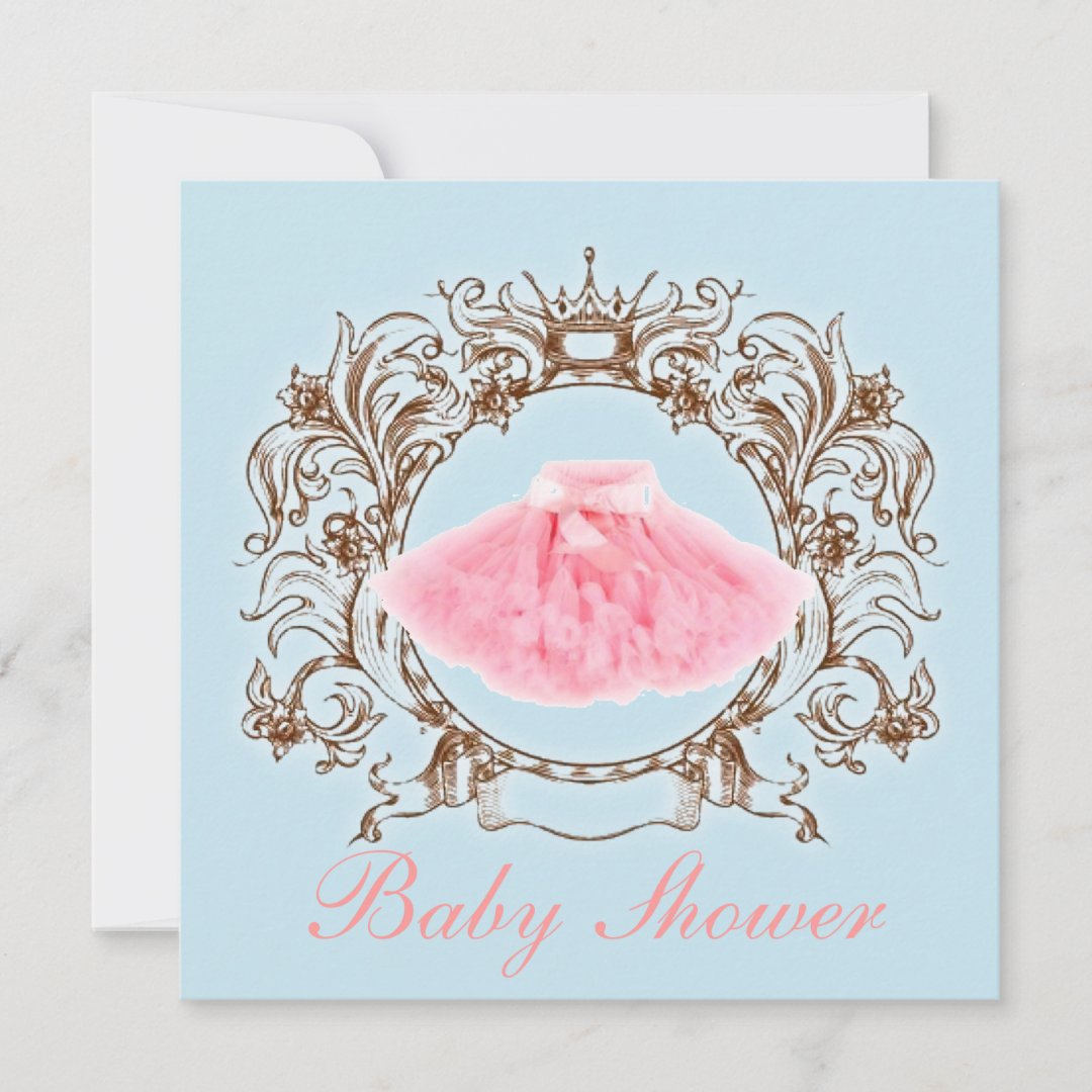 Princess Pink tutu Girl Baby Shower Invitation | Zazzle