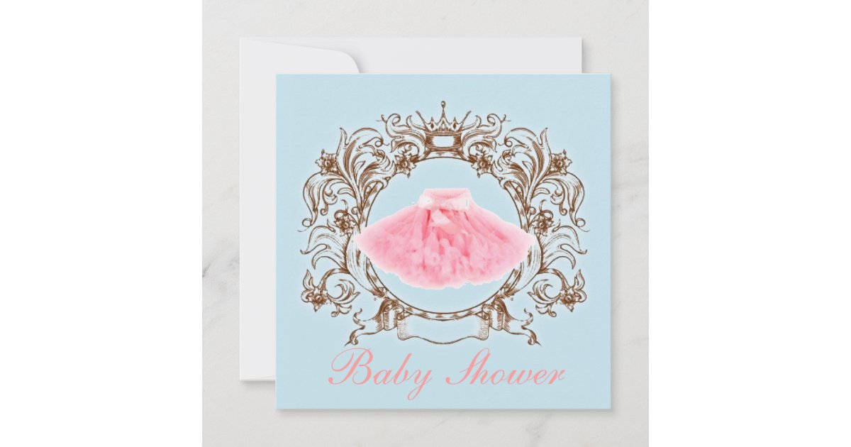 Princess Pink tutu Girl Baby Shower Invitation | Zazzle