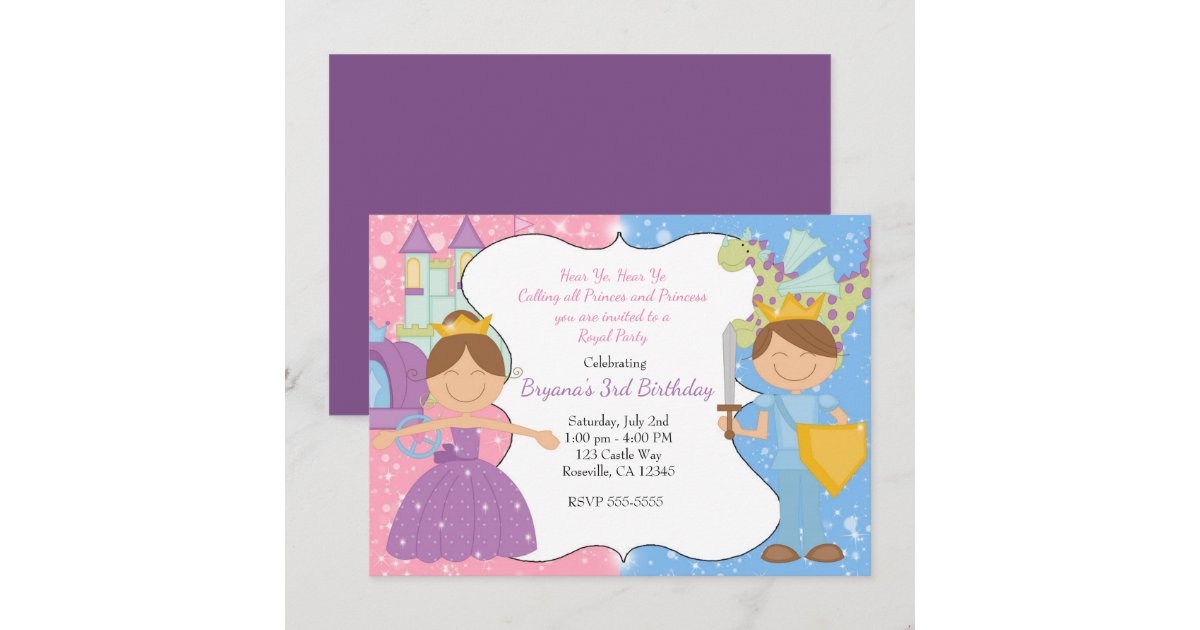 Princess & Prince Castle Royal Party Invitation | Zazzle