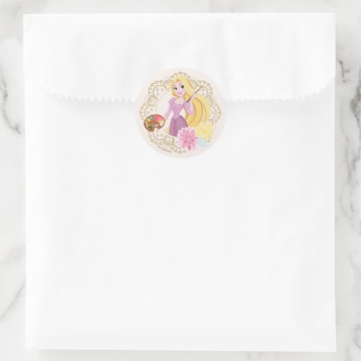 Princess Rapunzel Floral Gold Confetti Classic Round Sticker Zazzle 