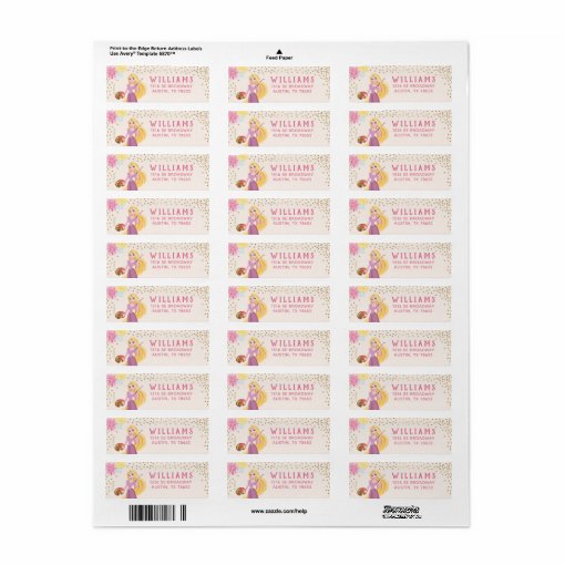 Princess Rapunzel | Floral Gold Confetti Label | Zazzle