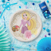 Princess Rapunzel | Floral Gold Confetti Paper Plates | Zazzle