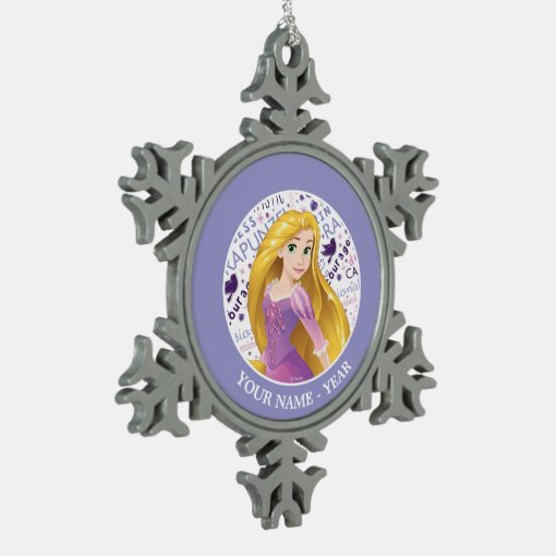 Princess Rapunzel | Rapunzel Add Your Name Snowflake Pewter Christmas Ornament | Zazzle