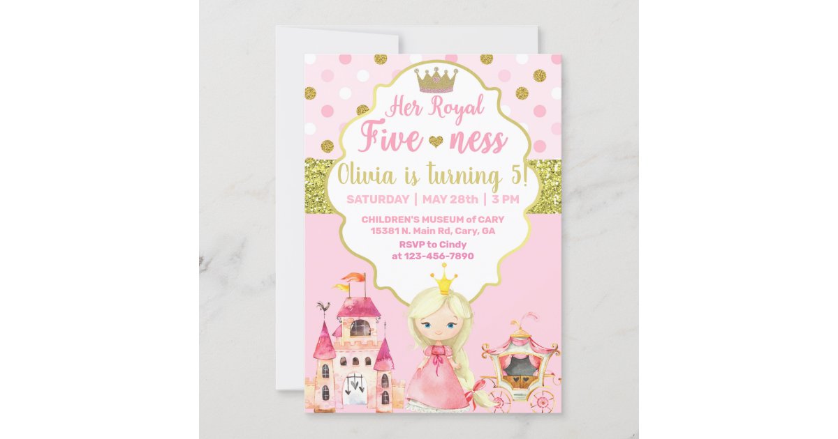 Princess royal fiveness girl birthday invitation. invitation | Zazzle