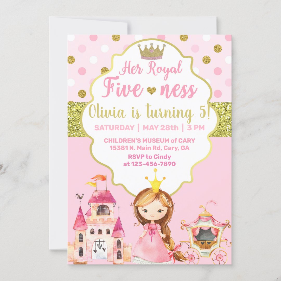 Princess royal fiveness girl birthday invitation. invitation | Zazzle