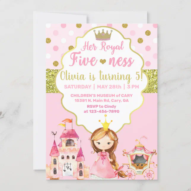 Princess royal fiveness girl birthday invitation. invitation | Zazzle