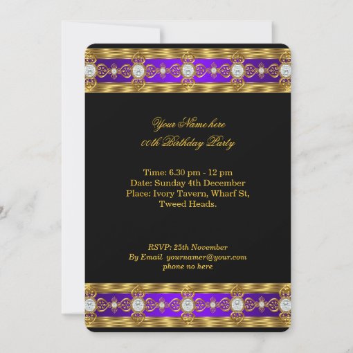 Princess Royal Purple Gold Diamond Queen Crown Invitation | Zazzle