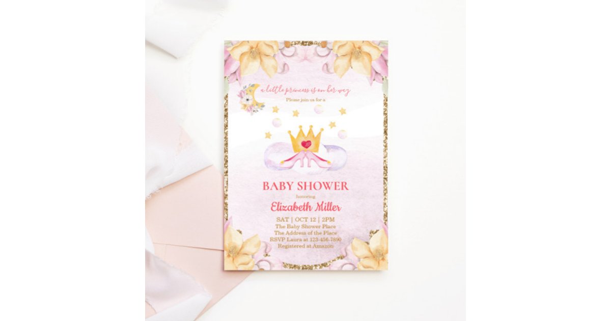 Princess Shoes And Crown Baby Shower Invitation | Zazzle