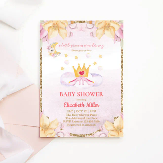 Princess Shoes And Crown Baby Shower Invitation | Zazzle