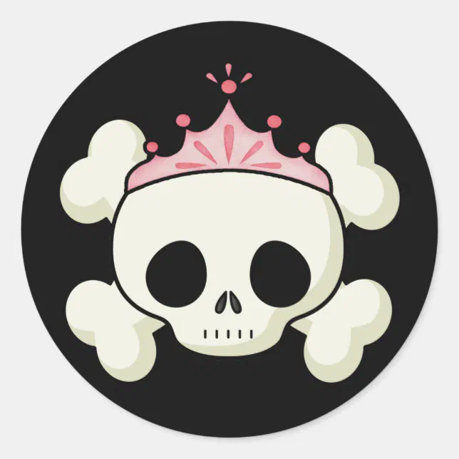 Princess Skull Classic Round Sticker | Zazzle