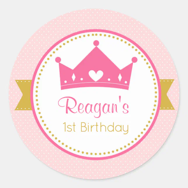 Princess Stickers - Birthday Favor (Pink Gold) | Zazzle