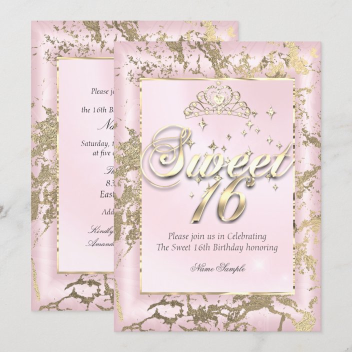 Princess Sweet 16 sepia Gold Blush Pink Party Invitation | Zazzle.com