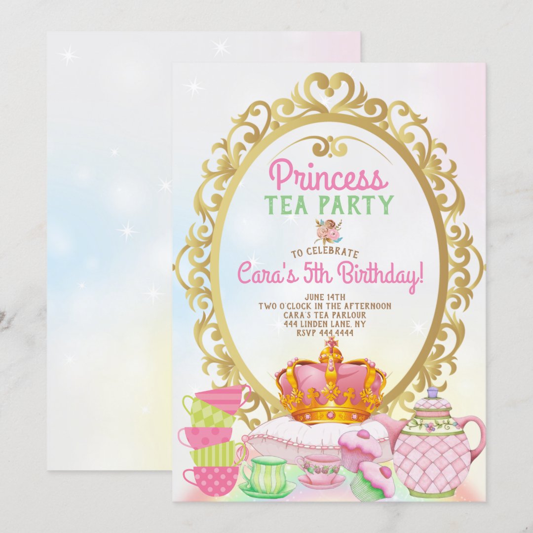 Princess Tea Party Birthday Party Invitation | Zazzle