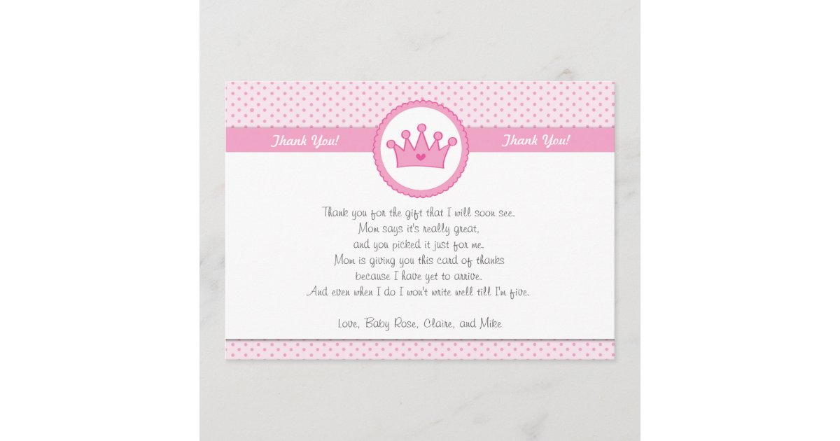 Princess Thank You Card Note | Zazzle.com