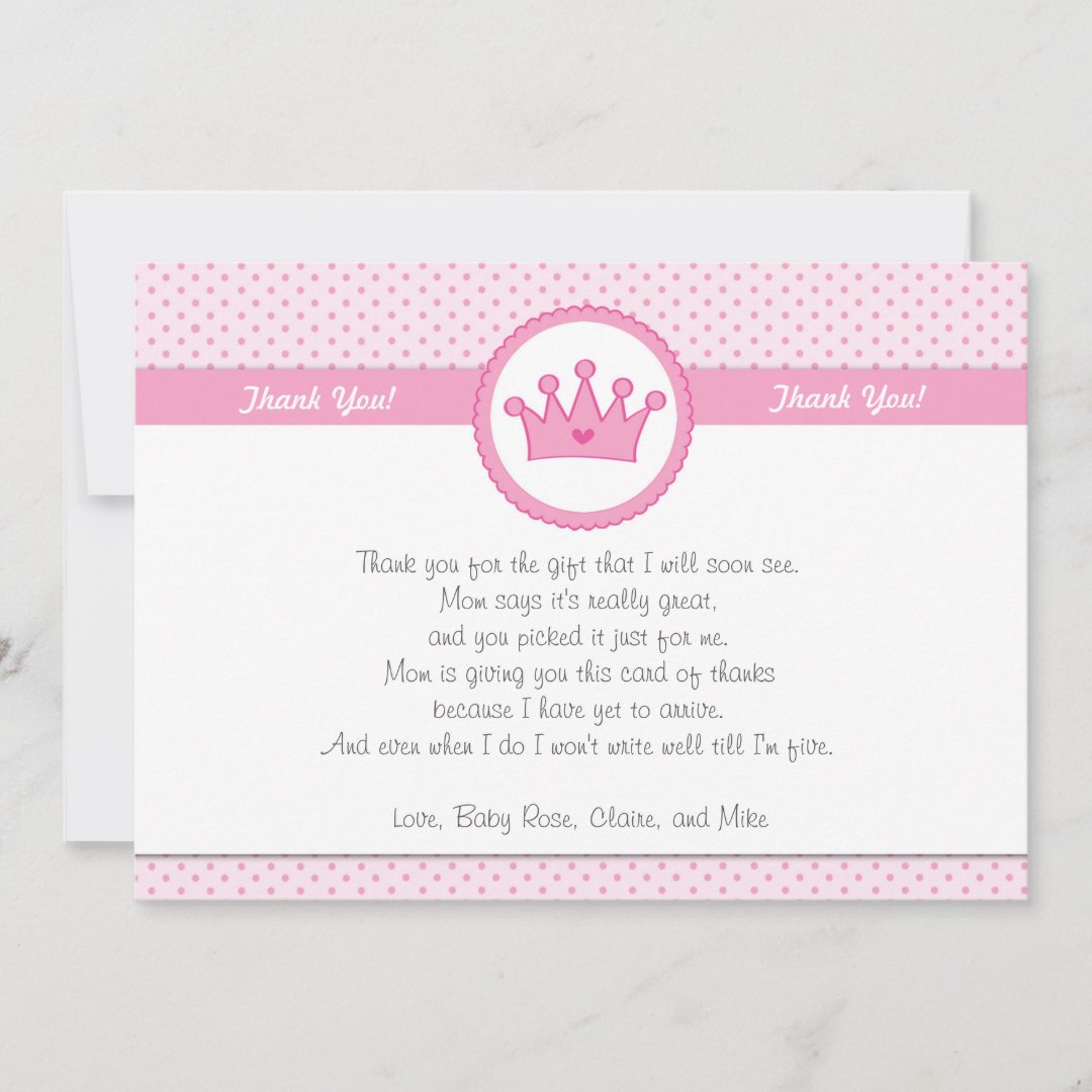 Princess Thank You Card Note | Zazzle