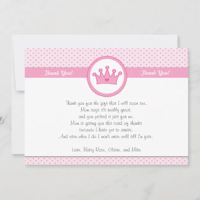 Princess Thank You Card Note | Zazzle