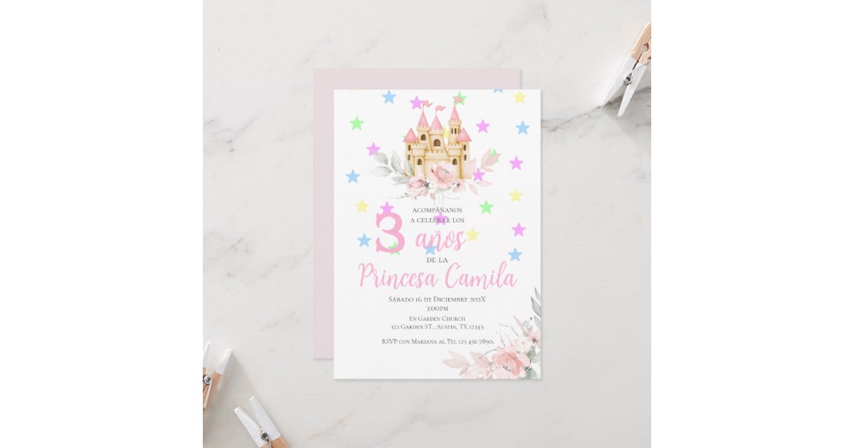 Princess Third Birthday Invitation at Her Castle | Zazzle