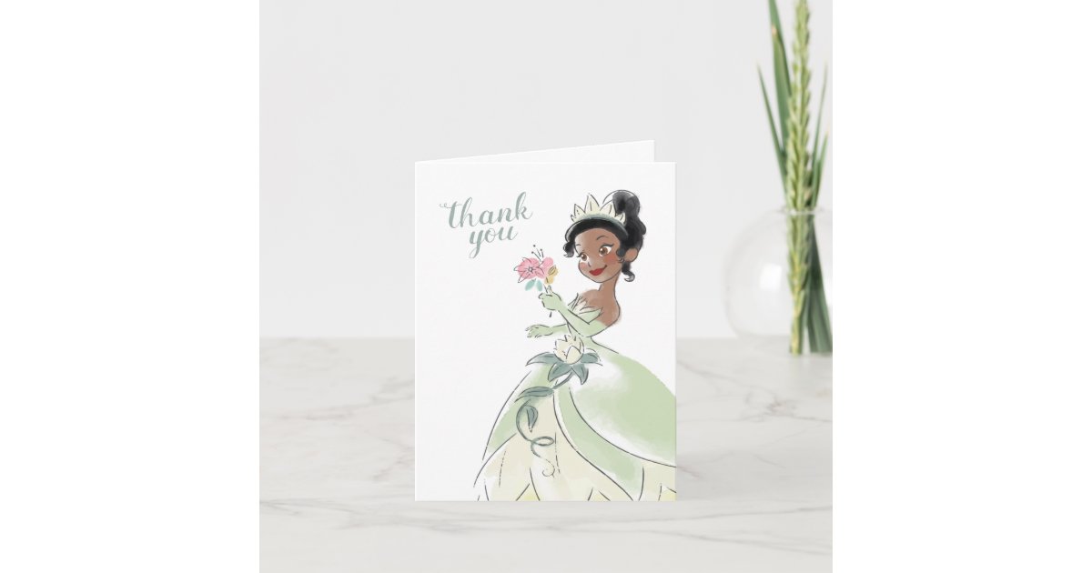 Princess Tiana | Floral Watercolor Birthday Thank You Card | Zazzle