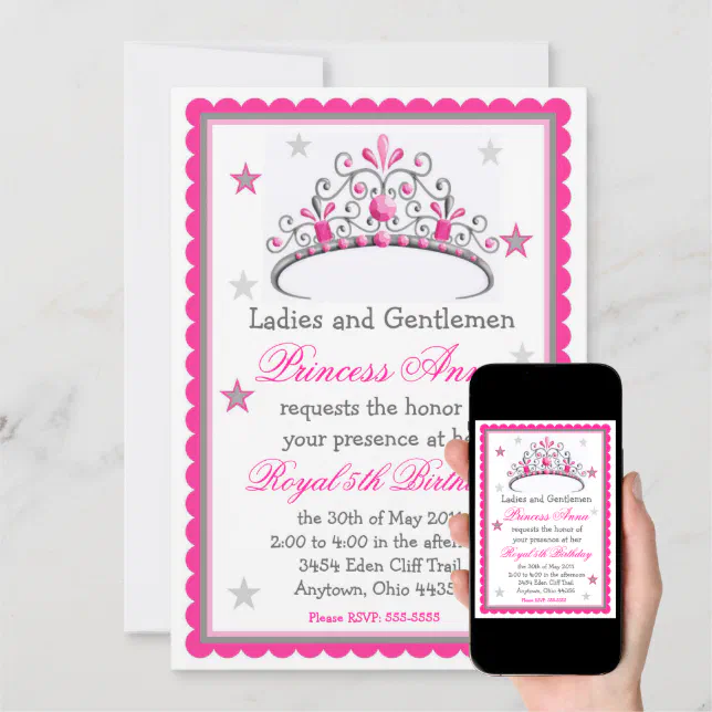 Princess Tiara Birthday Invitation | Zazzle
