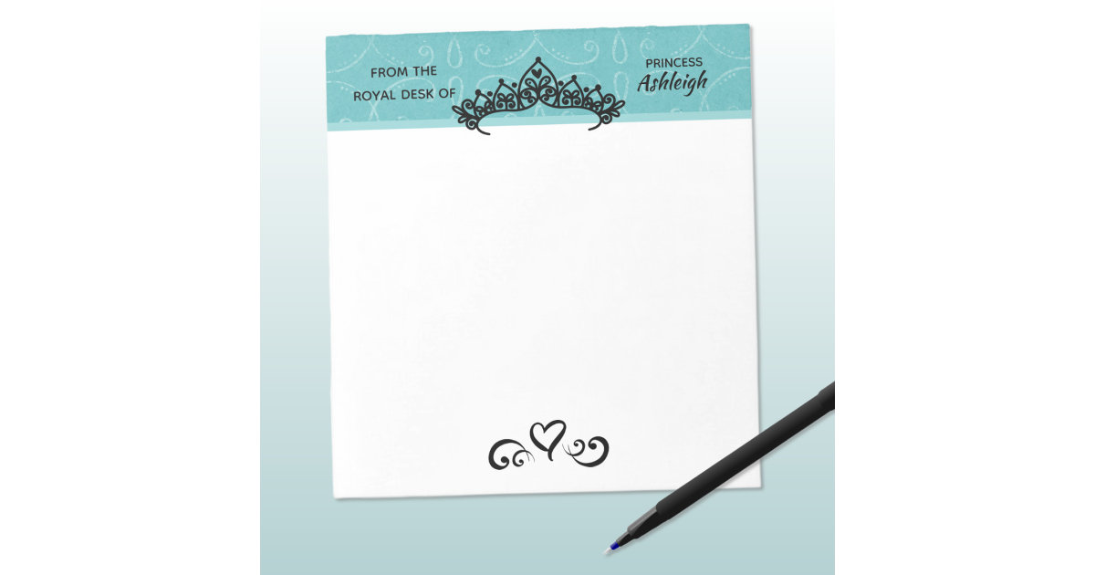 Princess Tiara on Blue Royal Desk Notepad | Zazzle